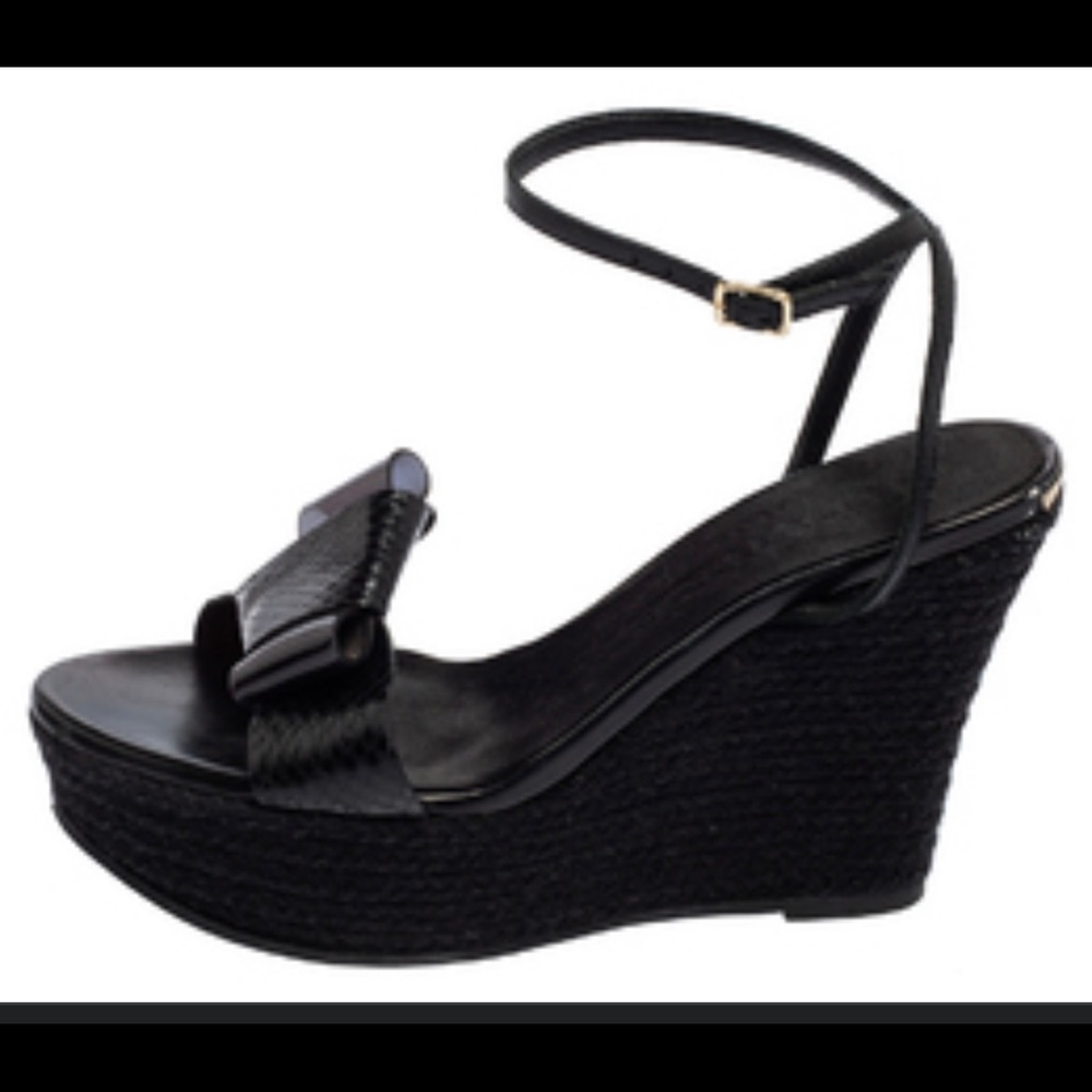 Burberry Python Wedge Sandals - Gem